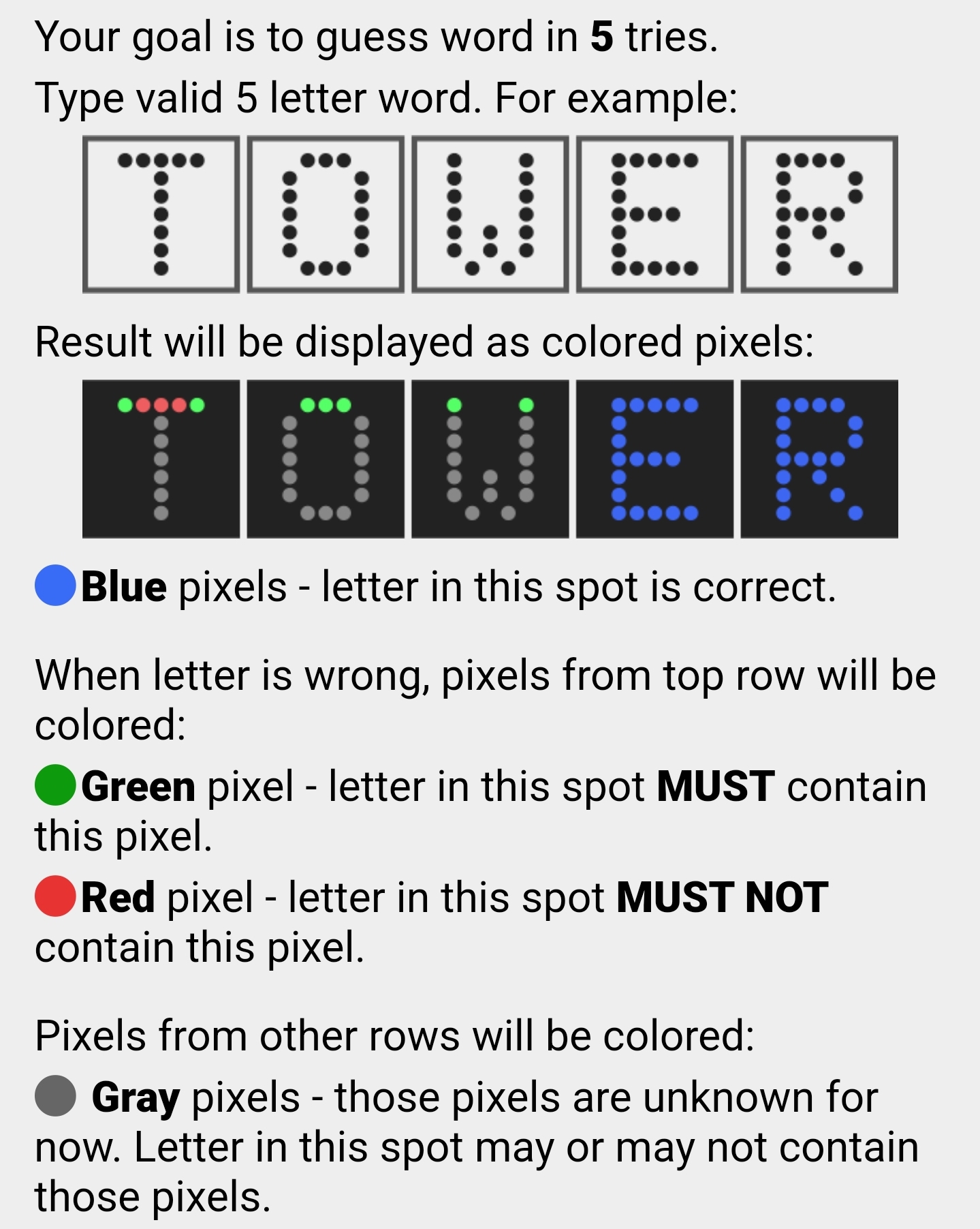 Pixletters Game 🕹️ Wordle with pixeled letters