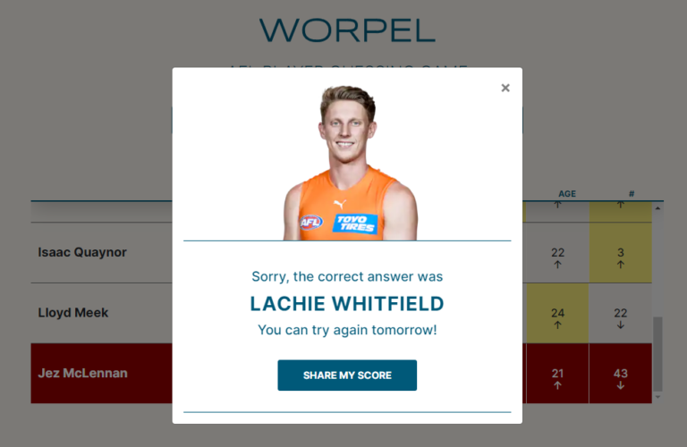 WORPEL AFL Wordle 🕹️ Online Game