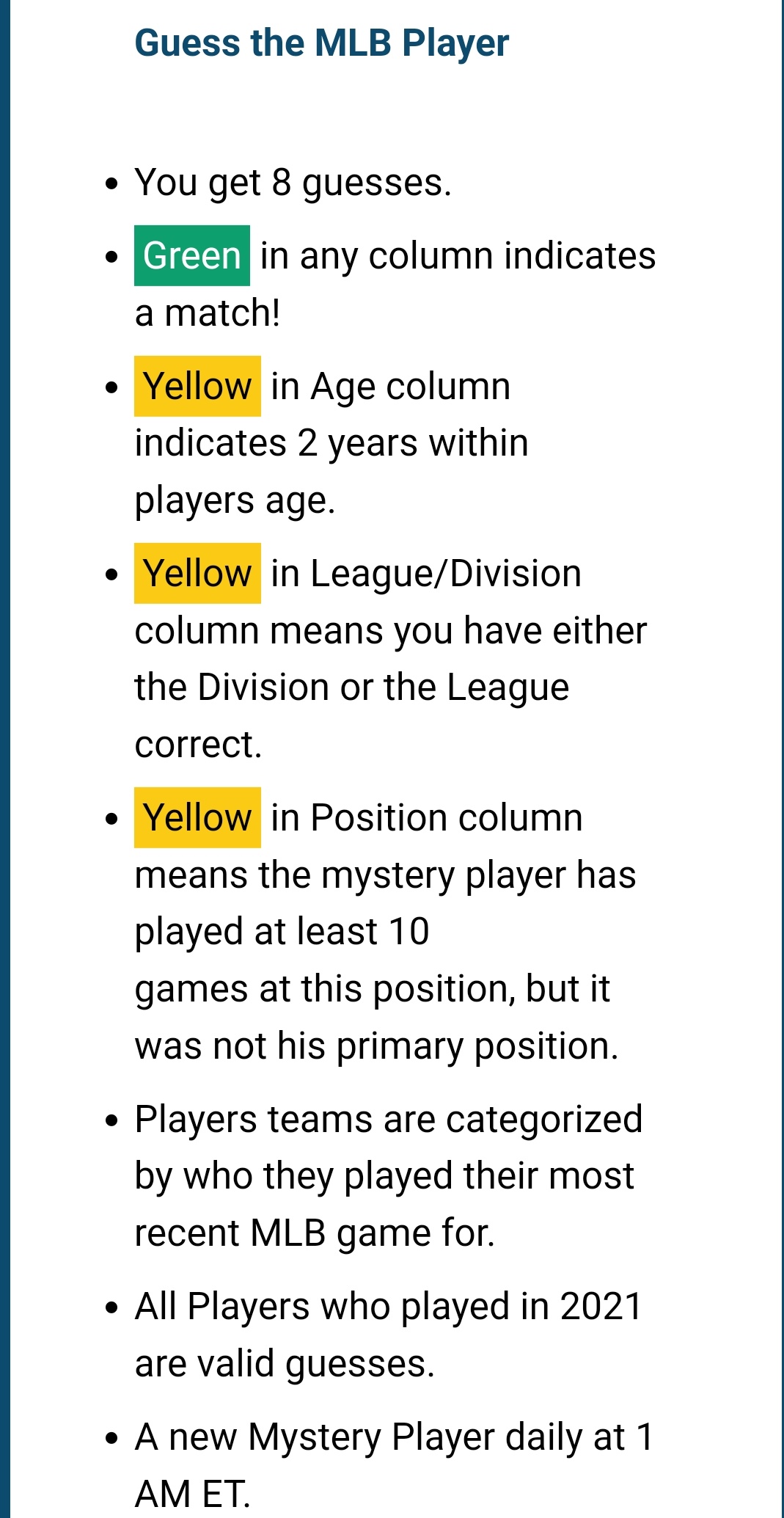 Wardle Game 🕹️ Baseball Wordle Game